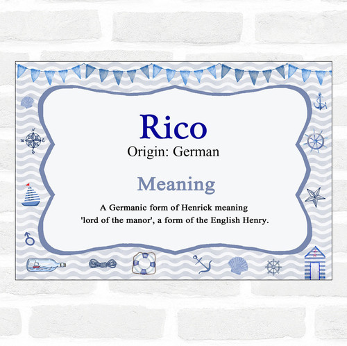 Rico Name Meaning Nautical Certificate - The Card Zoo