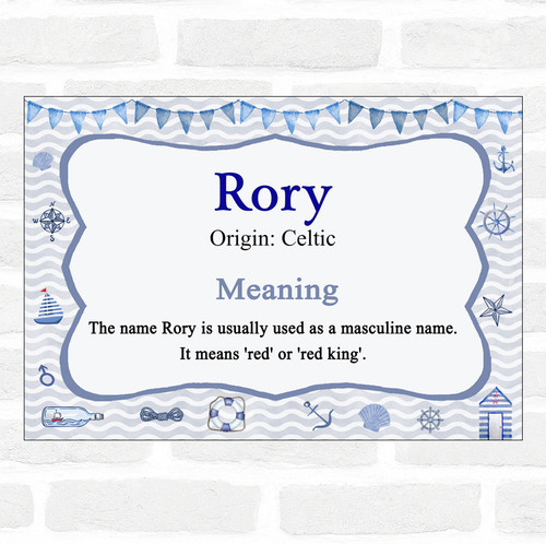 Rory Name Meaning Nautical Certificate - The Card Zoo