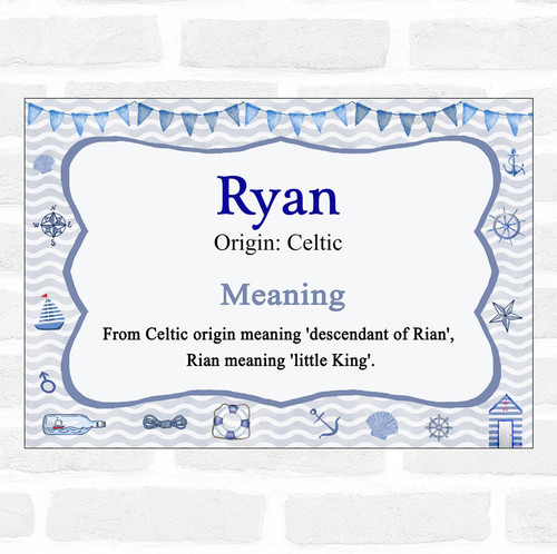 Ryan Name Meaning Nautical Certificate - The Card Zoo