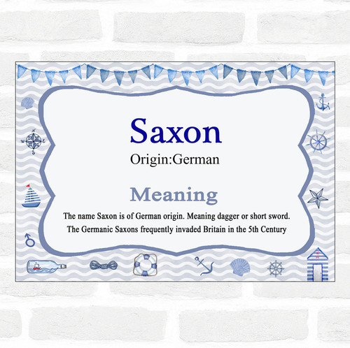 Saxon Name Meaning Nautical Certificate - The Card Zoo