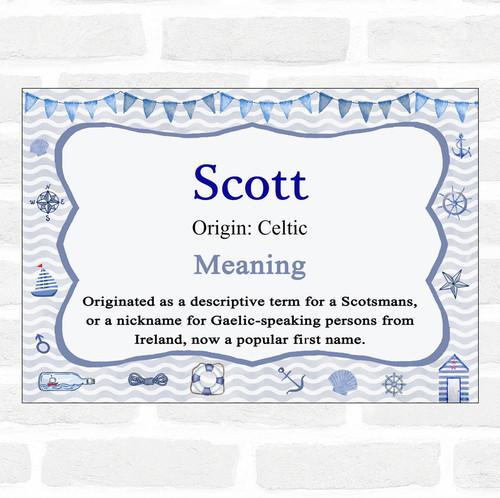 Scott Name Meaning Nautical Certificate - The Card Zoo