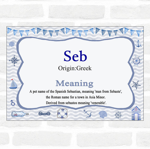 Seb Name Meaning Nautical Certificate - The Card Zoo