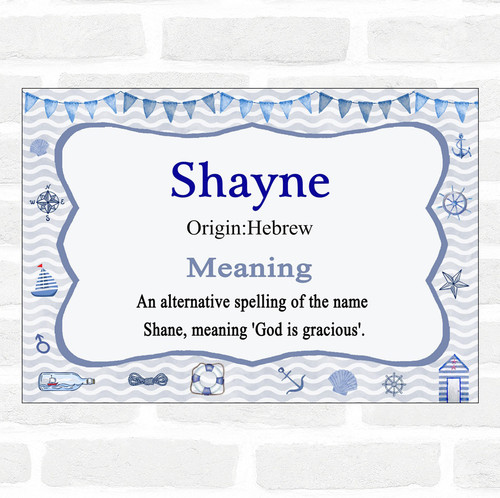 Shayne Name Meaning Nautical Certificate - The Card Zoo