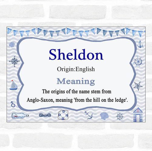 Sheldon Name Meaning Nautical Certificate - The Card Zoo