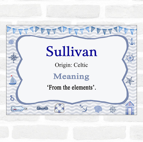 Sullivan Name Meaning Nautical Certificate - The Card Zoo