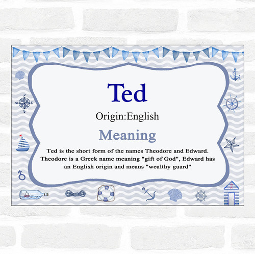 Ted Name Meaning Nautical Certificate - The Card Zoo