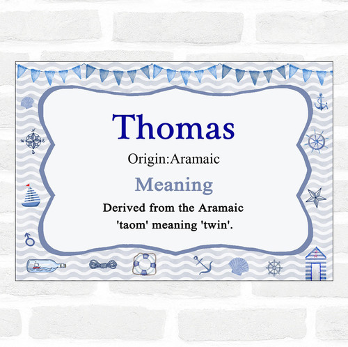 Thomas Name Meaning Nautical Certificate - The Card Zoo