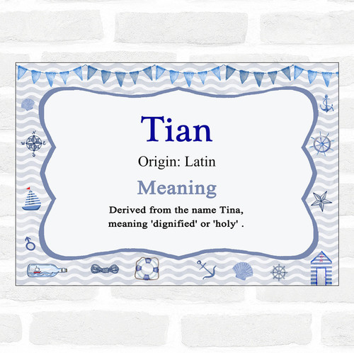 Tian Name Meaning Nautical Certificate - The Card Zoo