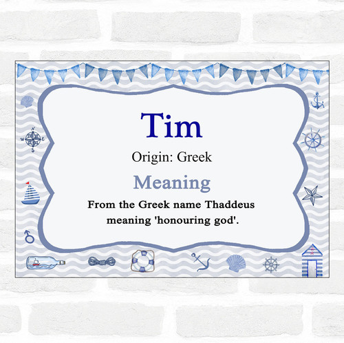 tim Name Meaning Nautical Certificate - The Card Zoo