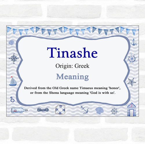 Tinashe Name Meaning Nautical Certificate - The Card Zoo