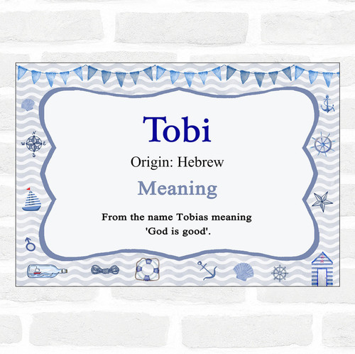 Tobi Name Meaning Nautical Certificate - The Card Zoo