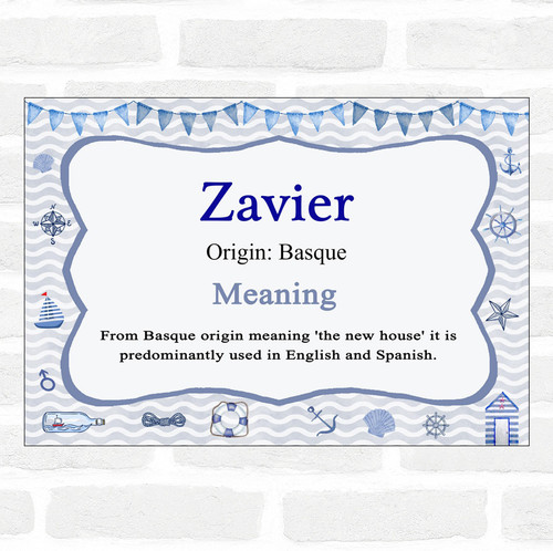 Zavier Name Meaning Nautical Certificate - The Card Zoo