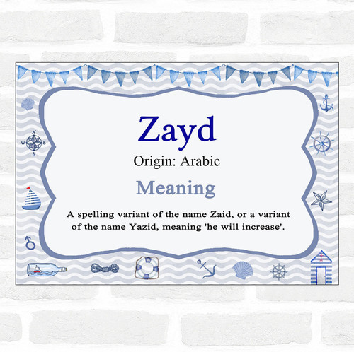 Zayd Name Meaning Nautical Certificate - The Card Zoo