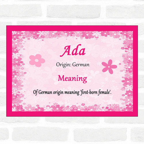 Ada Name Meaning Pink Certificate - The Card Zoo