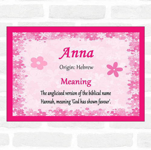 Anna Name Meaning Pink Certificate - The Card Zoo