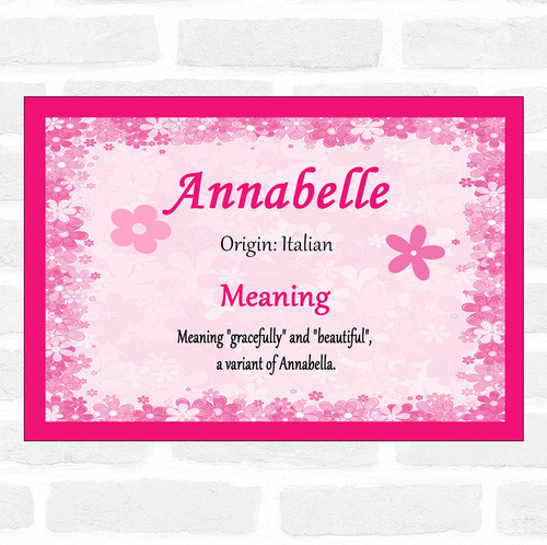 Annabelle Name Meaning Pink Certificate - The Card Zoo