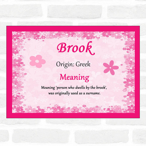 Brook Name Meaning Pink Certificate - The Card Zoo