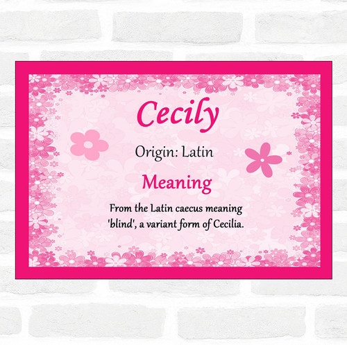 Cecily Name Meaning Pink Certificate - The Card Zoo