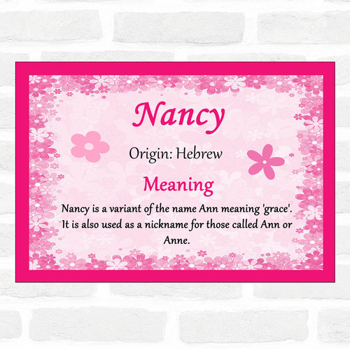 nancy Name Meaning Pink Certificate - The Card Zoo