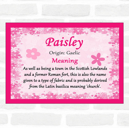 Paisley Name Meaning Pink Certificate - The Card Zoo