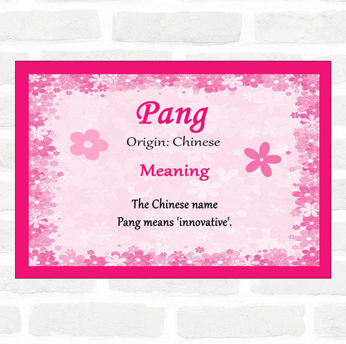 Pang Name Meaning Pink Certificate - The Card Zoo