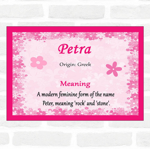 Petra Name Meaning Pink Certificate - The Card Zoo