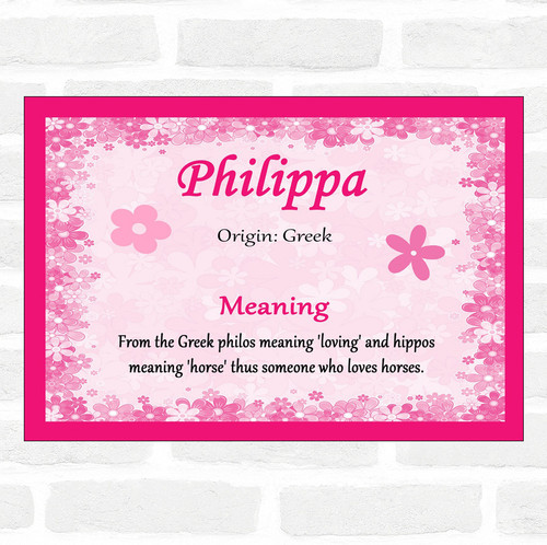 Philippa Name Meaning Pink Certificate - The Card Zoo