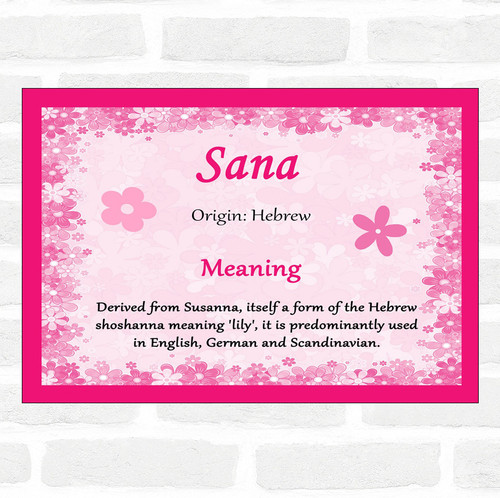 Sana Name Meaning Pink Certificate - The Card Zoo