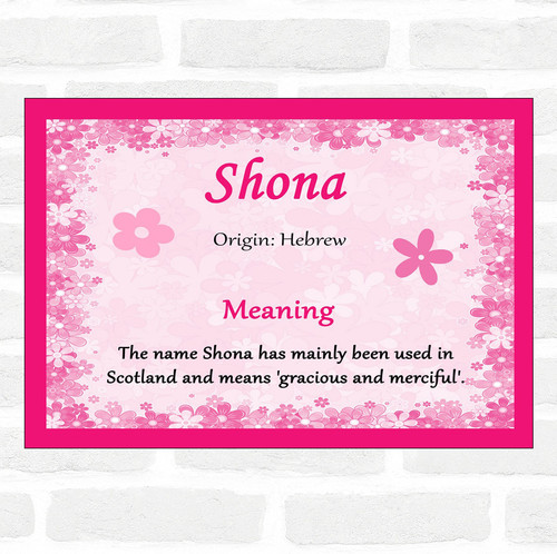 Shona Name Meaning Pink Certificate - The Card Zoo
