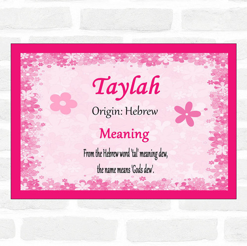 Taylah Name Meaning Pink Certificate - The Card Zoo