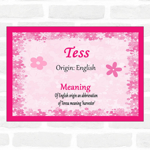 Tess Name Meaning Pink Certificate - The Card Zoo