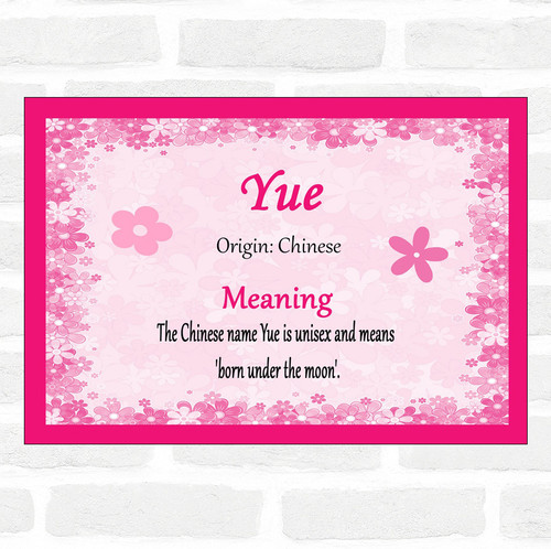 Yue. Name Meaning Pink Certificate - The Card Zoo