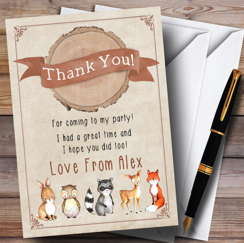 Woodland Baby Forest Animals Fox Party Thank You Cards - The Card Zoo