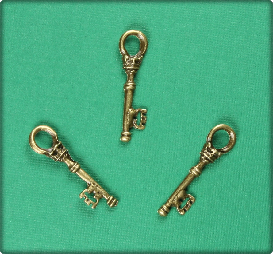 Barrel Key (Small) Charm - Antique Brass - Want2Scrap