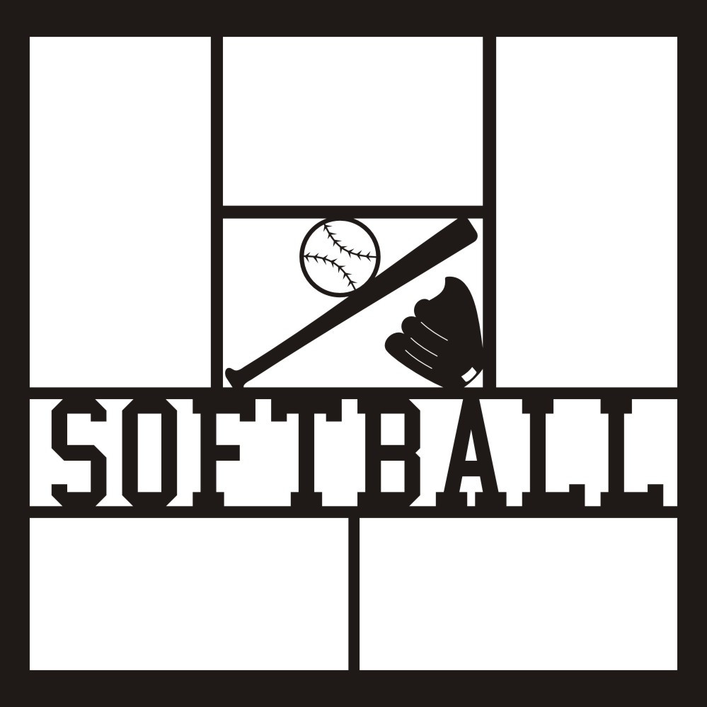 Softball with Ball, Bat and Glove - 12x12 Overlay - Want2Scrap
