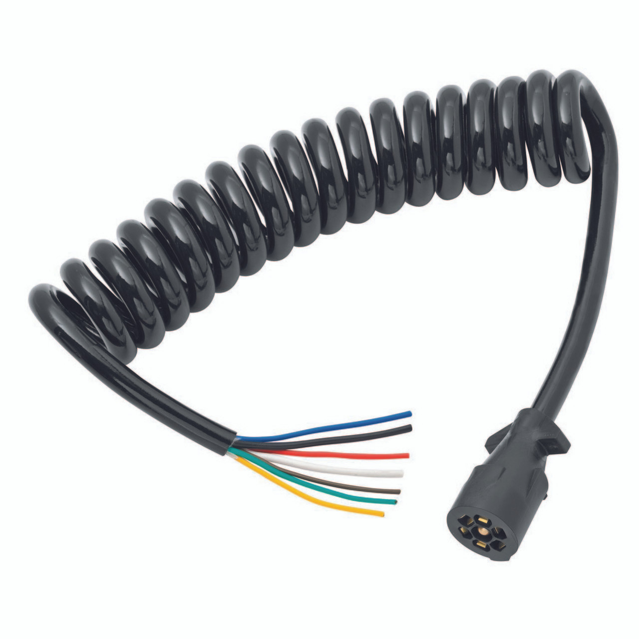 77PW-7FT --- 7-Way Molded Round Flat Pin Plug with Cable
