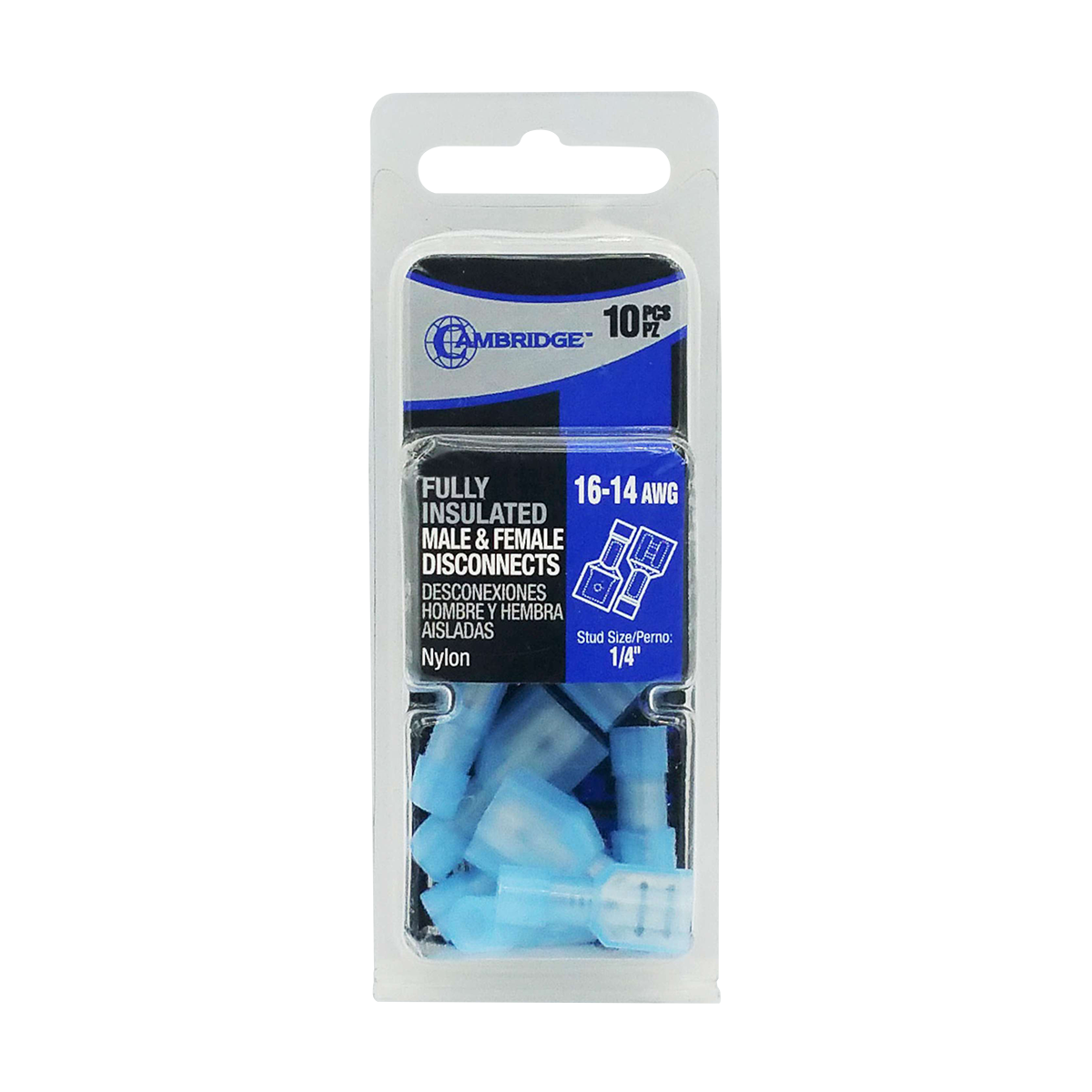 T13734 --- Blue Push-On Male/Female Terminals Package - 1/4"