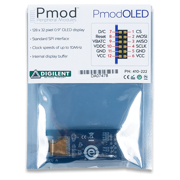 Pmod OLED: 128 x 32 Pixel Monochromatic OLED Display - Digilent