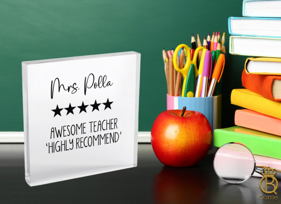 Awesome Teacher 5 Stars... Acrylic Block - Queen B Home