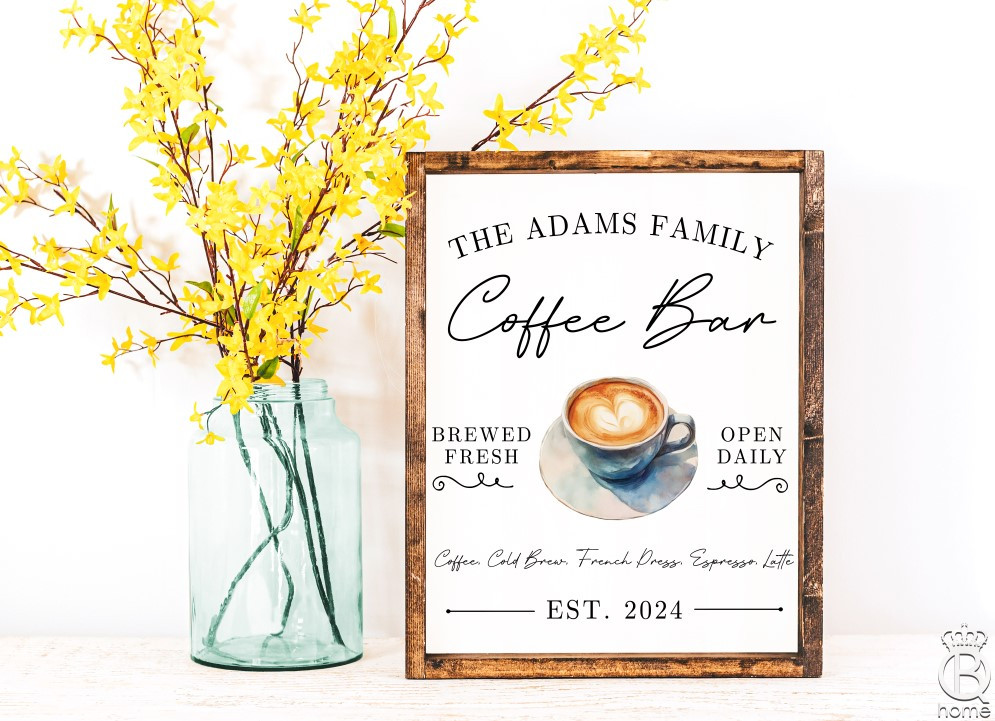 Coffee Bar Custom Wood Framed Sign - Queen B Home