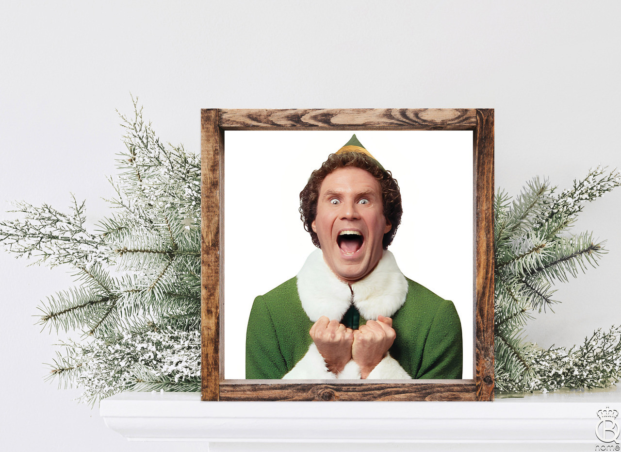 Excited Elf Framed Wood Sign - Queen B Home