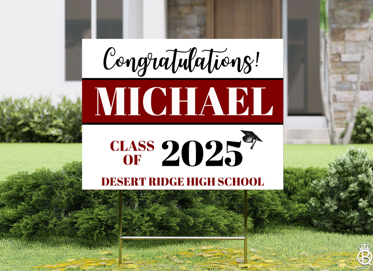 Congrats Grad Block Style Yard Sign - Queen B Home