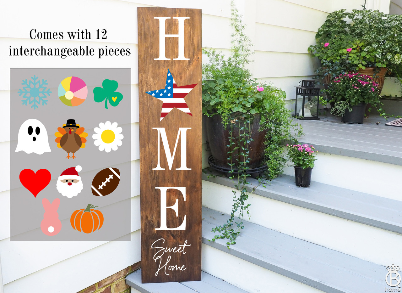 Interchangeable “HOME” Porch Sign [includes 12 pieces] - Queen B Home