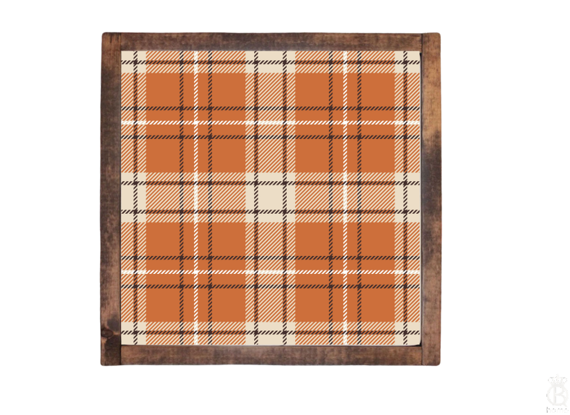 Autumn Plaid Sign – Cozy Fall Wall Art in Orange, Grey, or Ombre [The ...