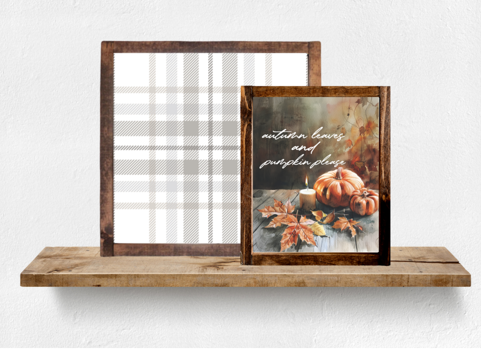 Autumn Leaves and Pumpkin Please Fall Sign Set of 2 Signs [The ...