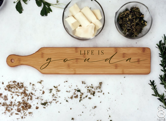 Life Is Gouda Skinny Bamboo Cheese Board - Queen B Home