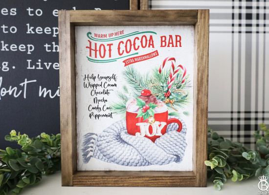 Hot Cocoa Bar Framed Wood Sign 8x10 - Queen B Home