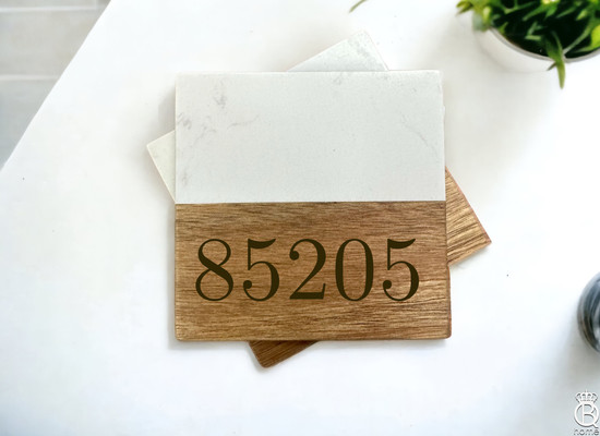 Zip Code Coaster Set - Queen B Home