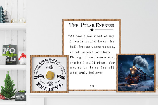 Polar Express Framed Wood Sign BUNDLE - Queen B Home