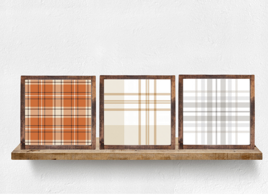 Autumn Plaid Sign – Cozy Fall Wall Art in Orange, Grey, or Ombre [The ...